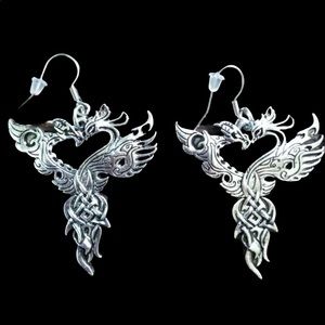 Silverskylight | Jewelry | Phoenix Dragon Silver Plated Dangly Earrings ...